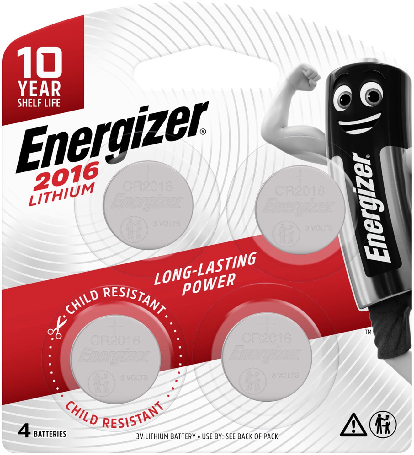 Energizer Lithium Coin CR2016 Batteries 4PK