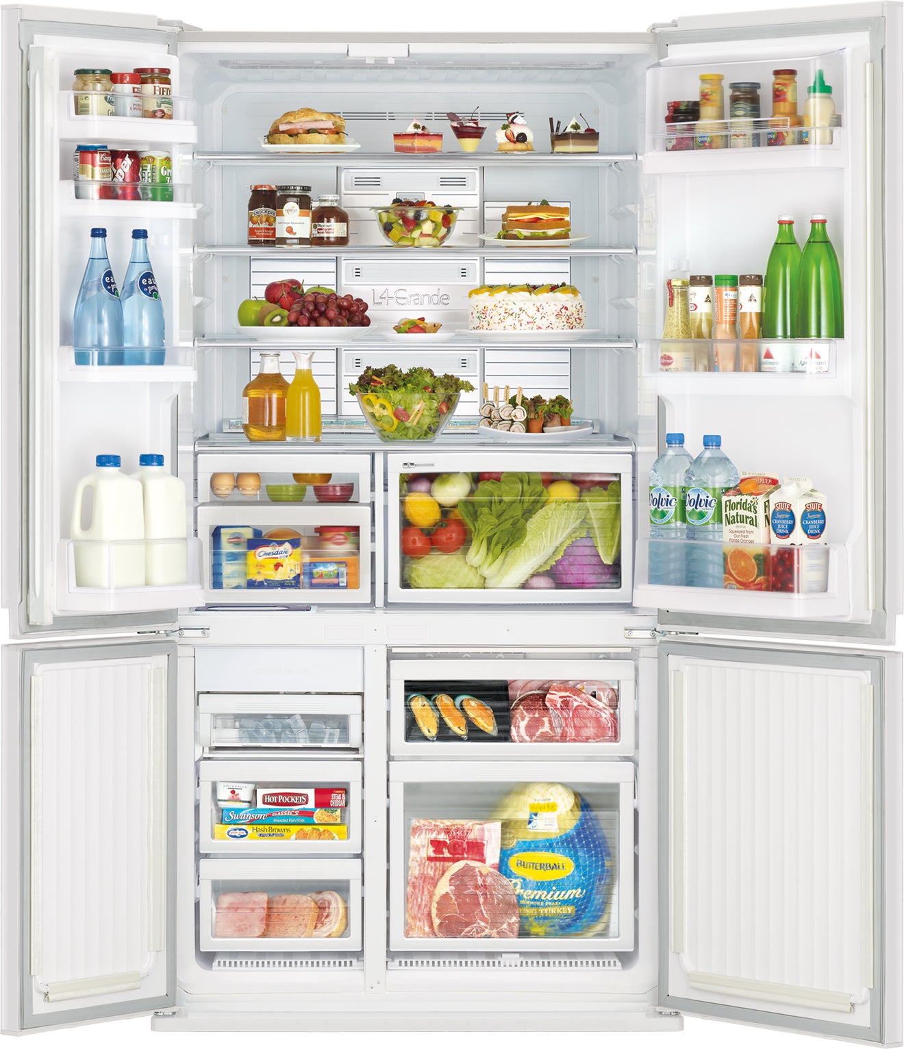 Mitsubishi Electric 580L L4 Glass Quad Door Fridge Freezer - MR-LA580ER ...