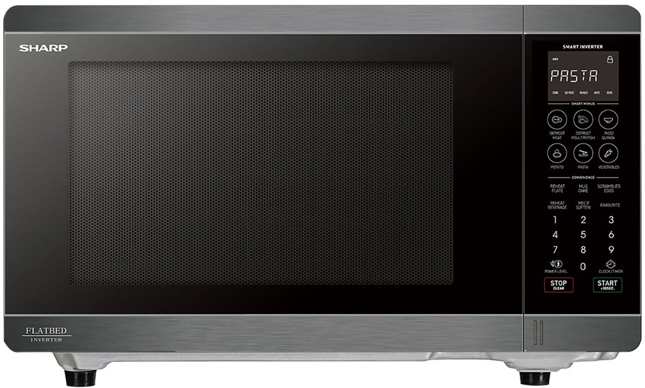 Sharp 30L Flatbed Inverter Microwave - Black Stainless - SM327FHB